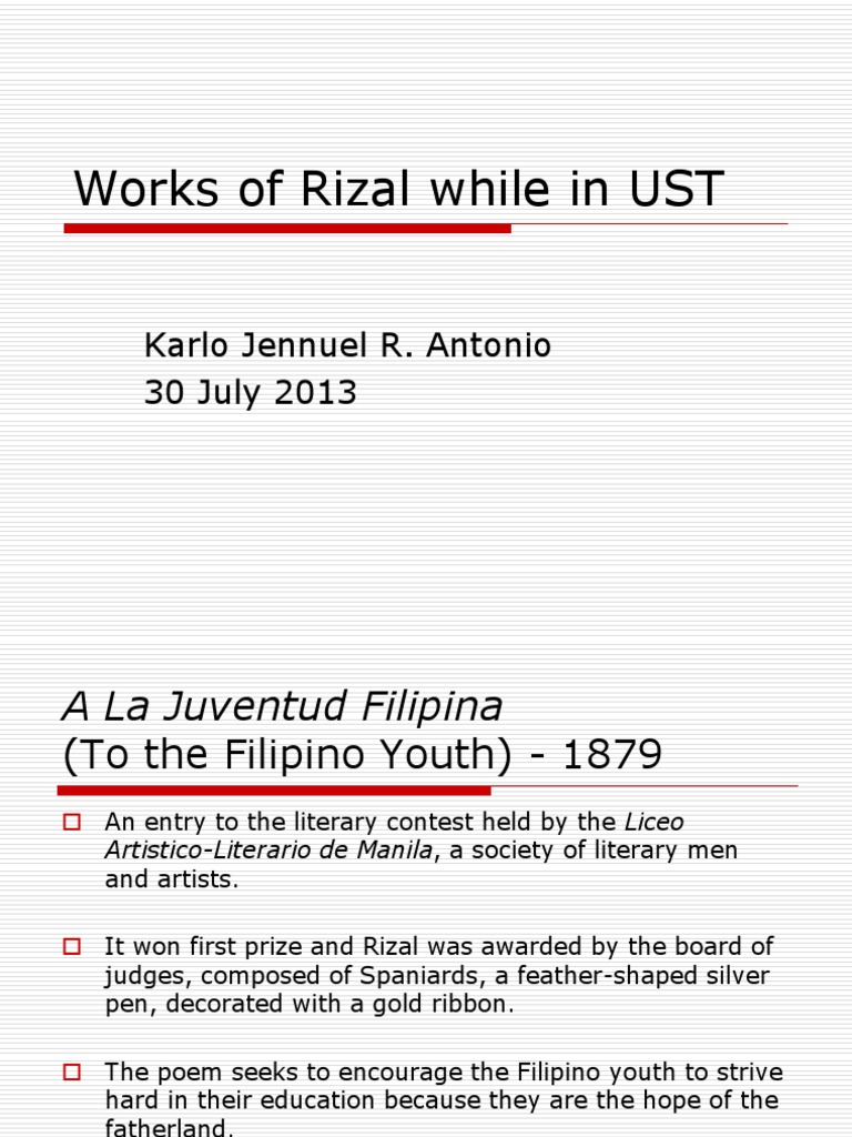 Works of Rizal While in UST | PDF | Philippines | Poetry