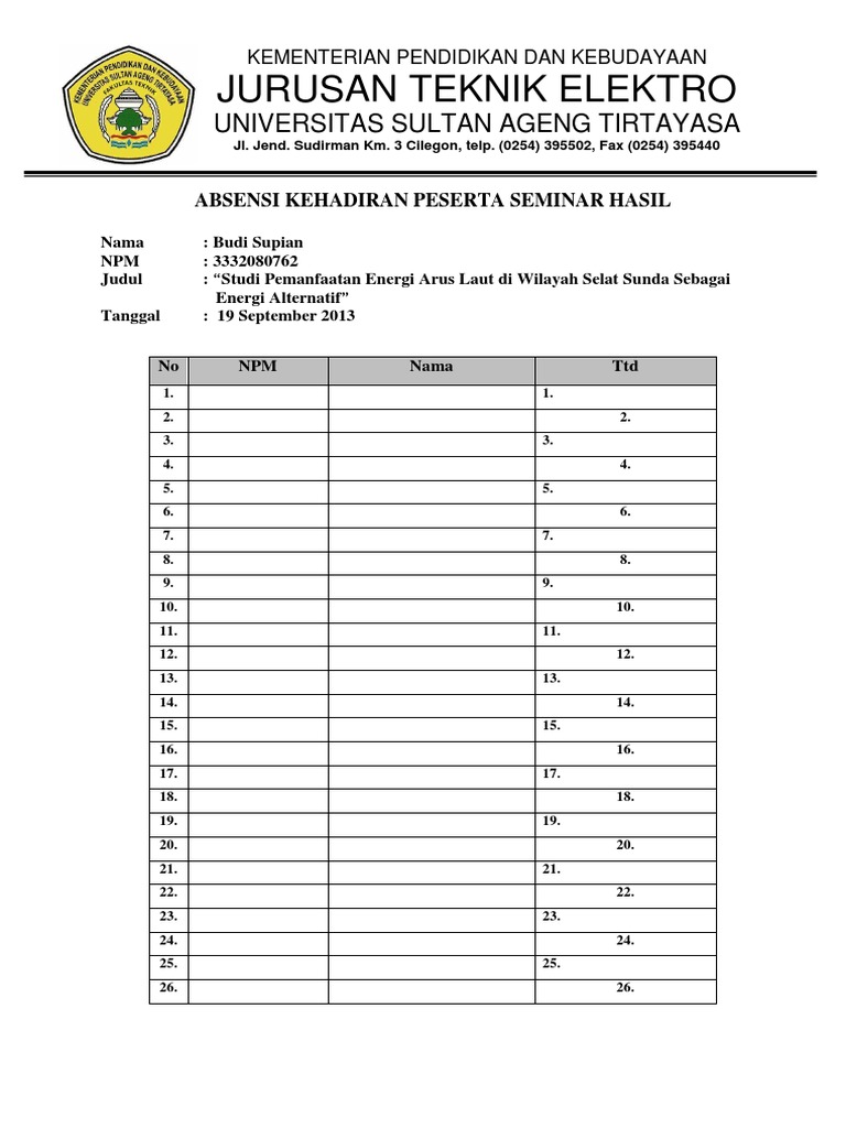 Absensi Kehadiran Peserta Seminar