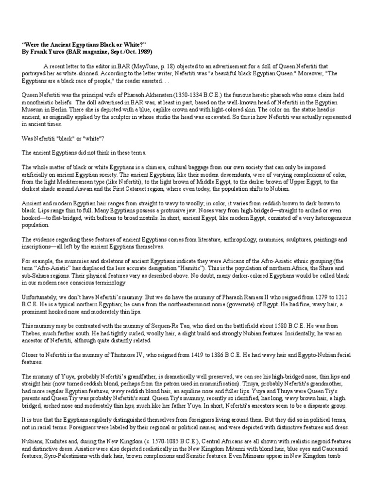 Were The Ancient Egyptians Black or White - Frank Yurco | PDF | Ancient ...