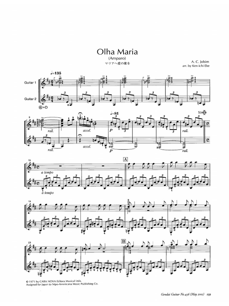 A.C.jobim - Olha Maria, Arr by Ken-Ichi Ebe (Duo) | PDF