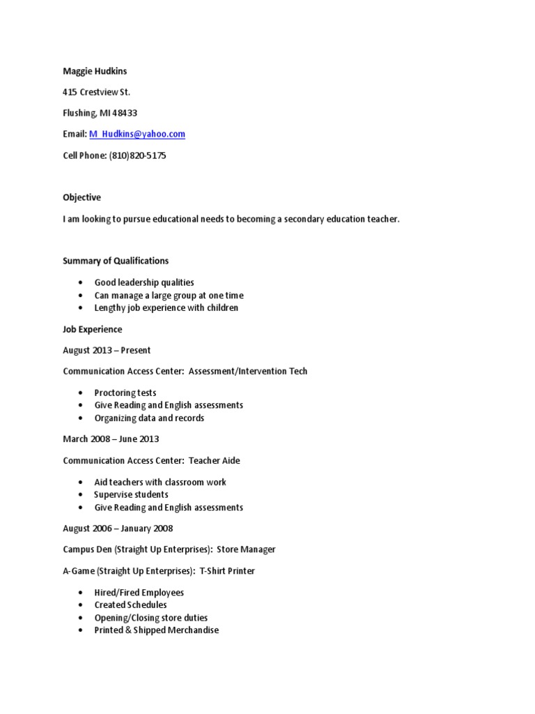 Eportfolio Resume | PDF