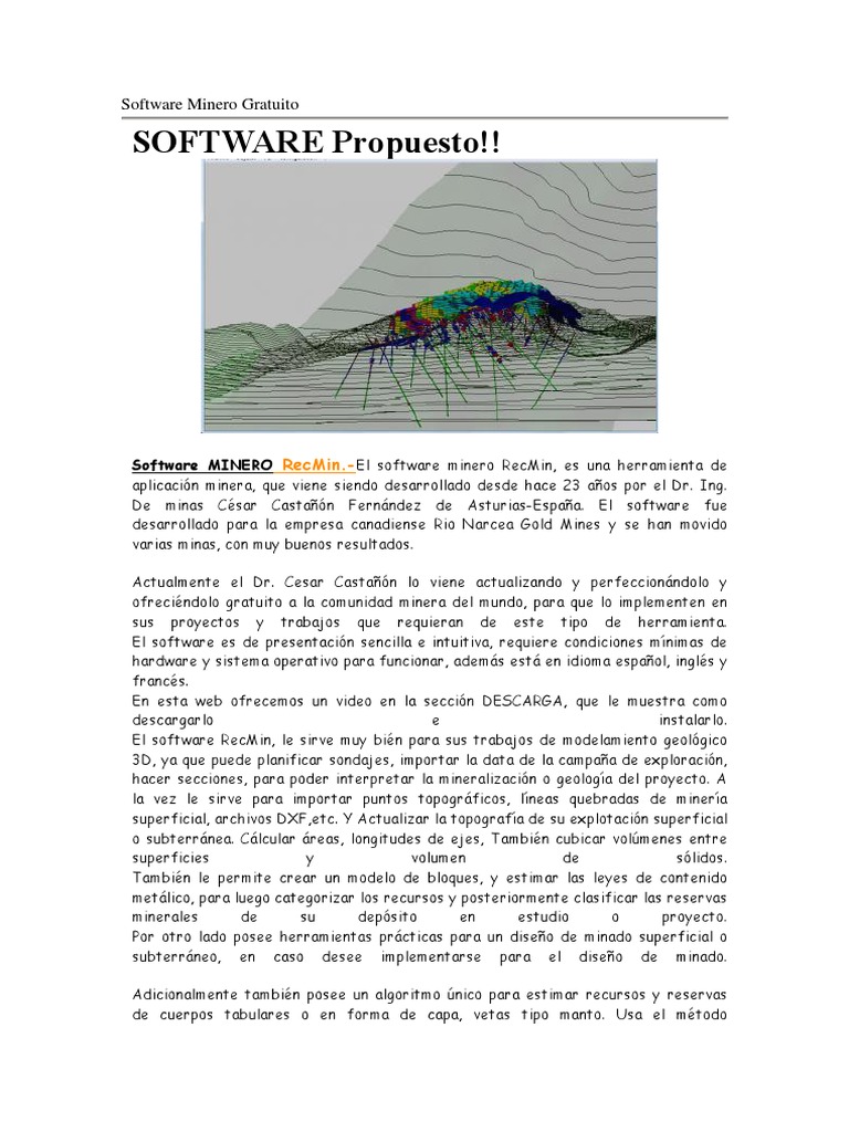 Software Minero Gratuito Rec Mine | Software libre | Minería