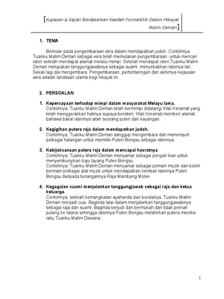 Hikayat Malim Deman | PDF