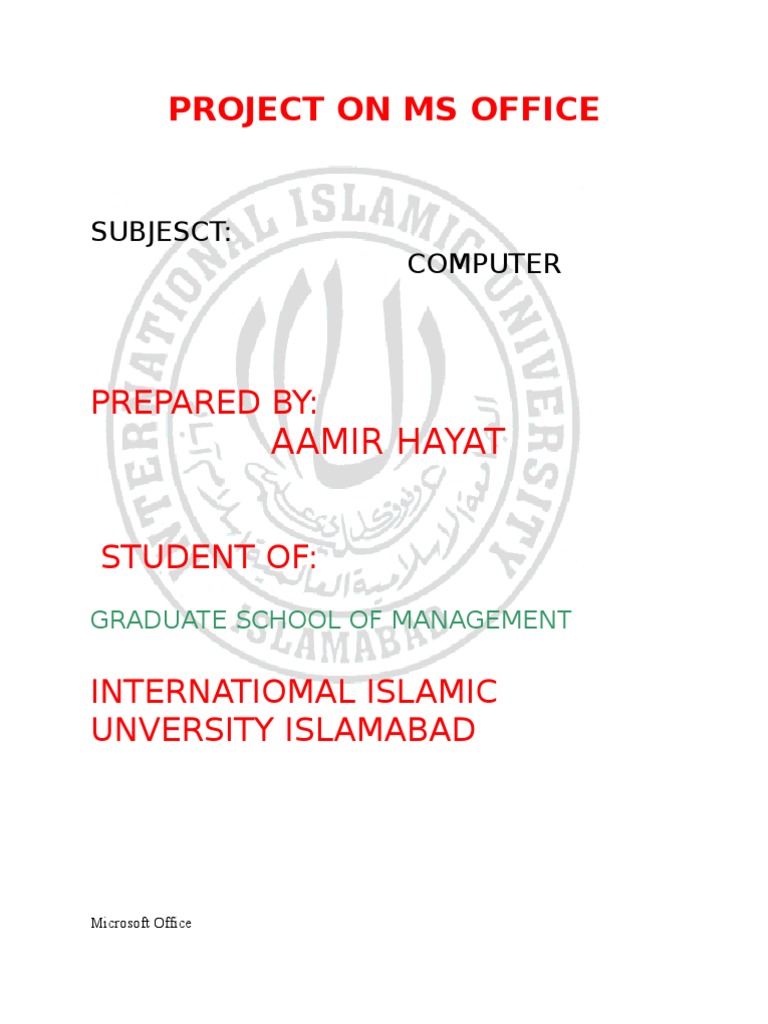 Project On Ms Office | PDF | Microsoft Word | Macintosh