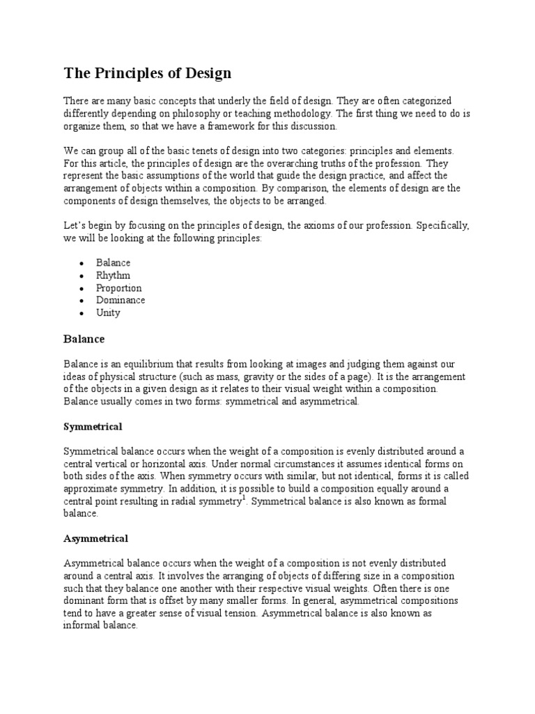 The Principles of Design | PDF | Composition (Visual Arts) | Symmetry