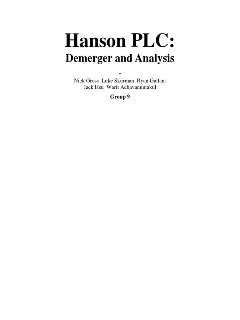 Hanson PLC | Download Free PDF | Equity (Finance) | Takeover