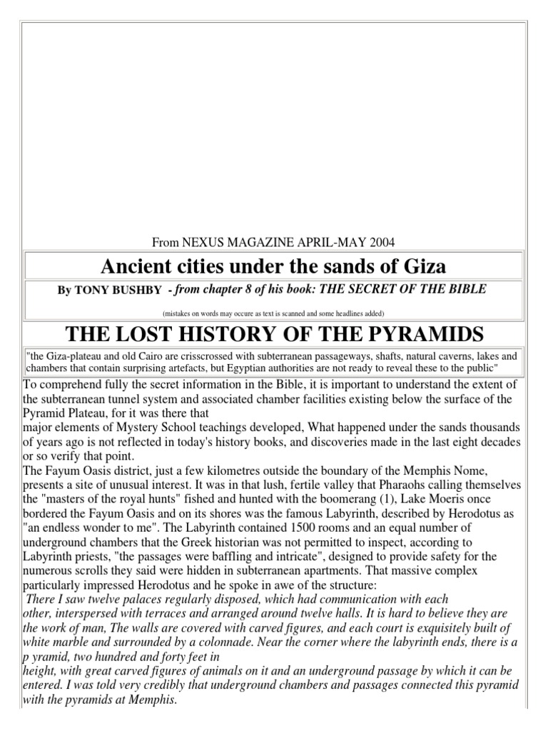 The Lost History of The Pyramidis TONY BUSHBY 2004 | PDF