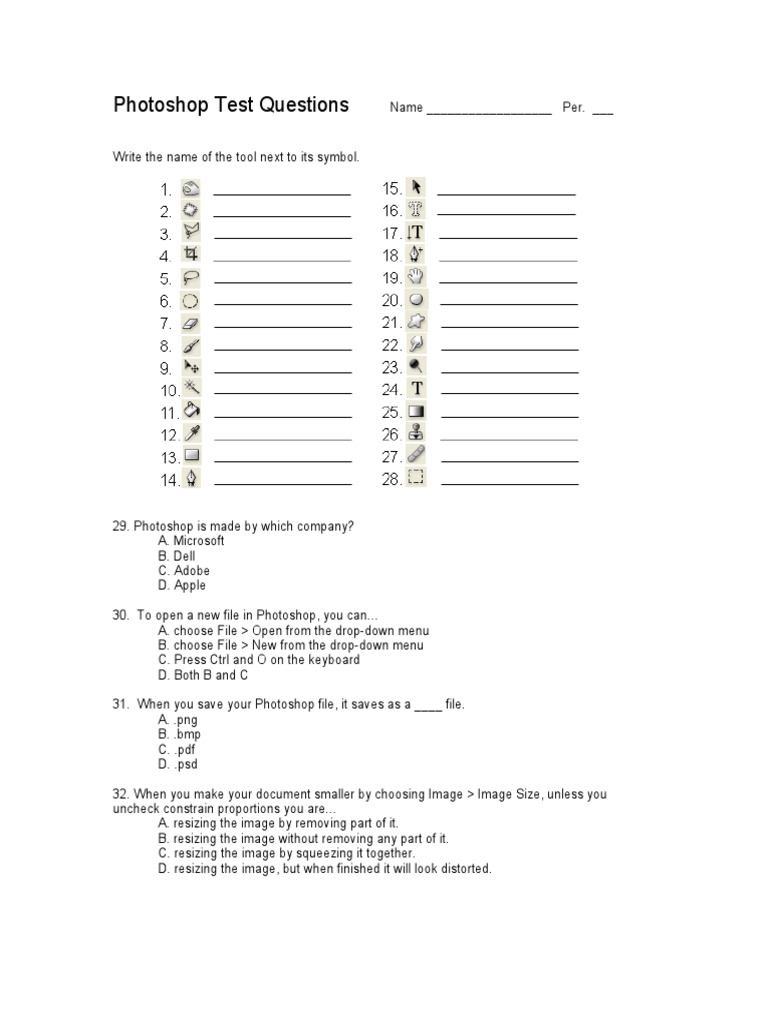 Photoshop Questions | PDF | Adobe Photoshop | Computer Graphics