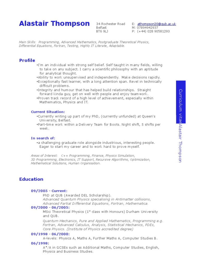 CV Odt | PDF | Physics | Teaching Mathematics