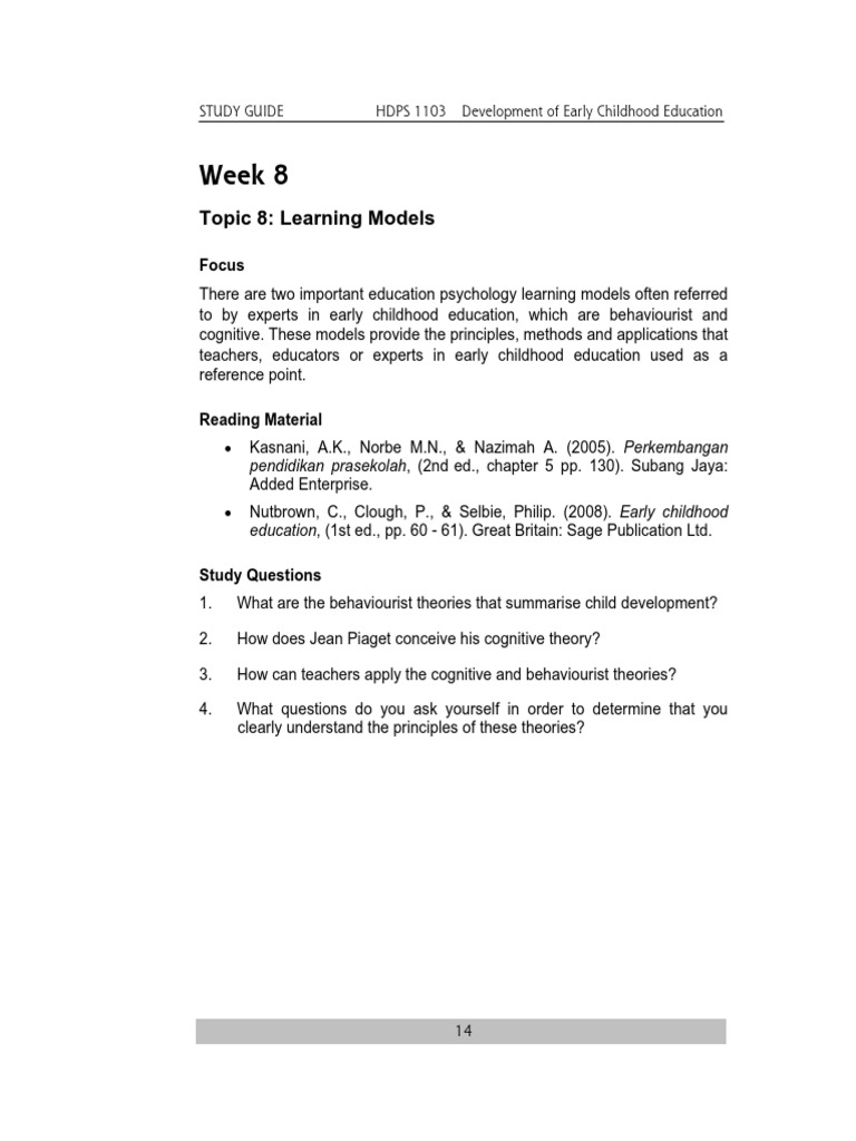 Topic 8 Learning Models | PDF