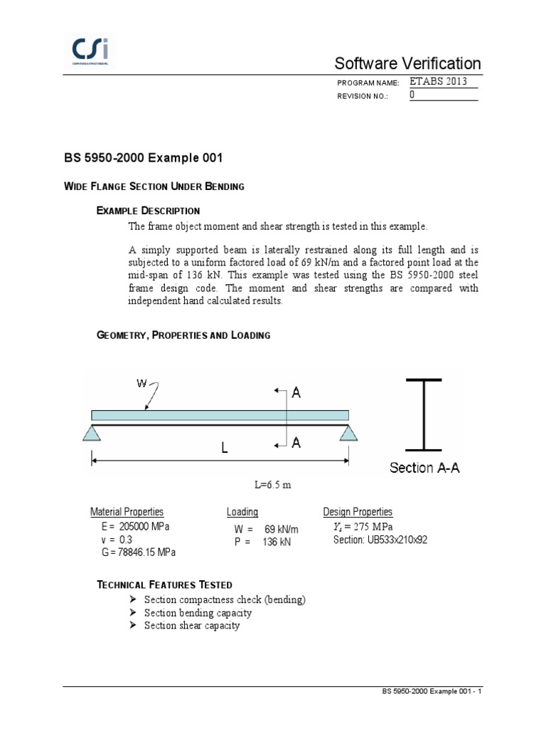 BS 5950-2000 Example 001 | Bending | Strength Of Materials