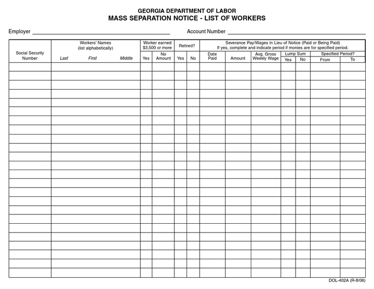 Georgia Mass Separation Notice Form | PDF