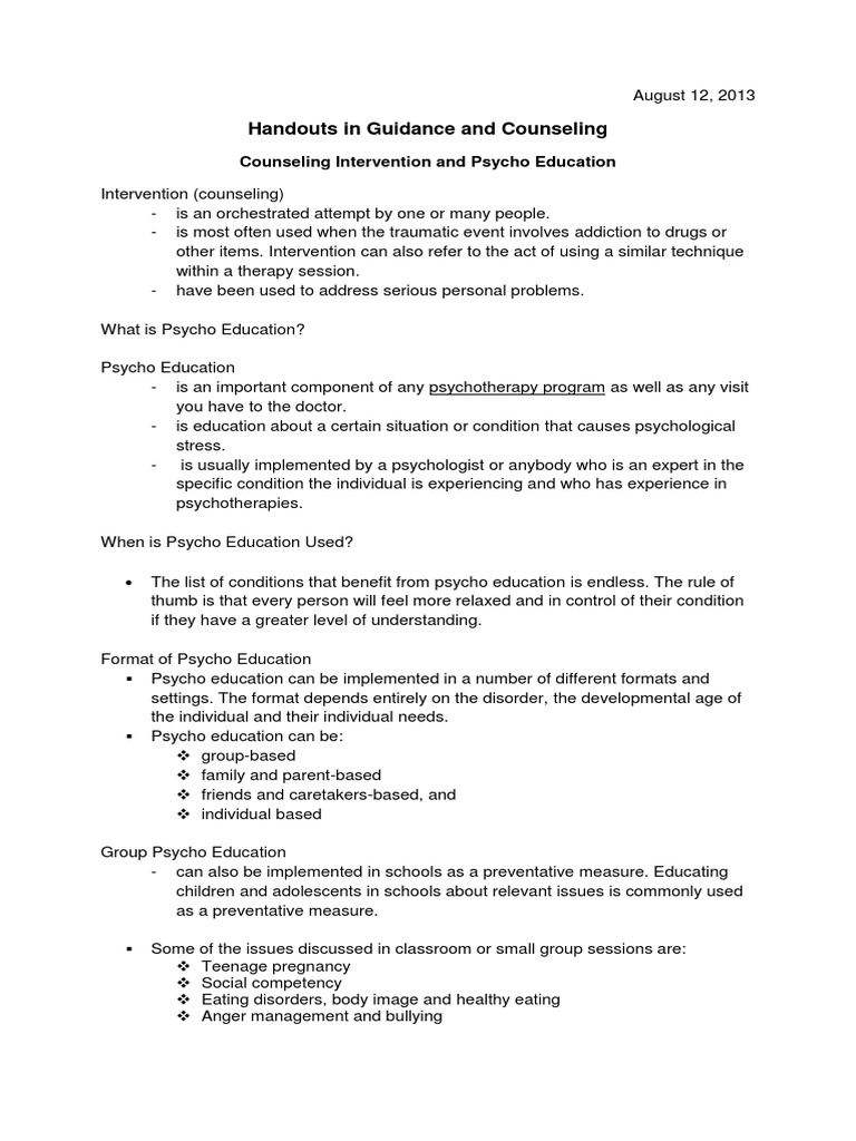 Handout Sa Guidance | Download Free PDF | Psychopathy | Psychotherapy