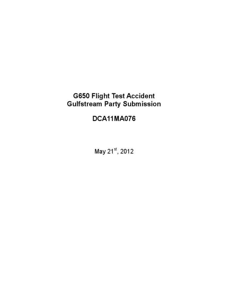 G650 Gulfstream 20120512 | PDF | Flight Test | Stall (Fluid Mechanics)