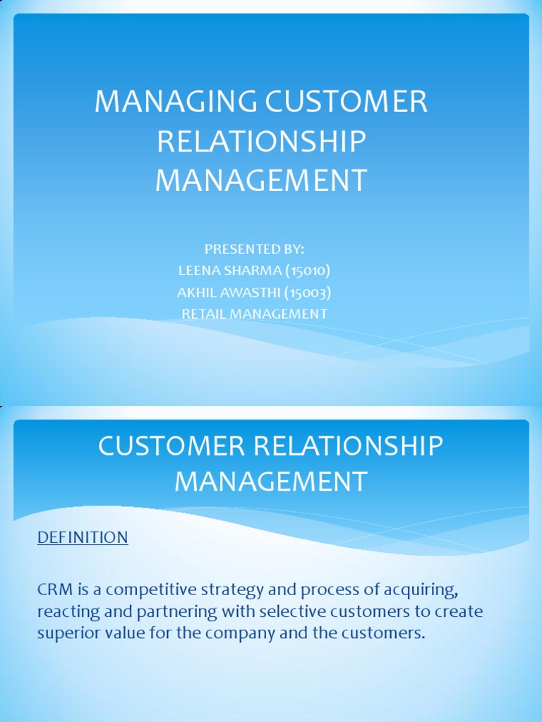 Effective Customer Relationship Management | PDF | Customer ...