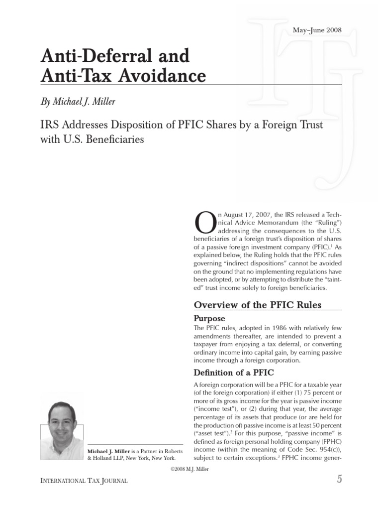 Anti Deferral and Anti Tax Avoidance June 2008 | PDF | Taxes | Payments