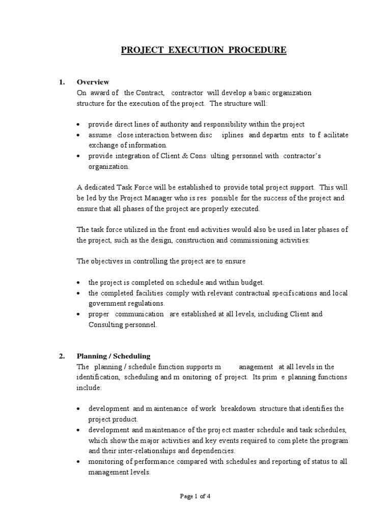 Project Execution Procedure | PDF | Construction Management | Project ...