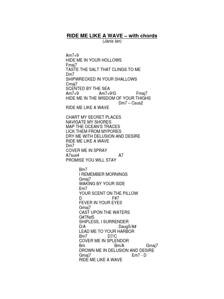 RIDE ME LIKE A WAVE - With Chords | PDF
