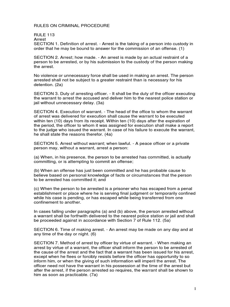 Guidelines on Arrest Procedures and the Rights of the Accused in the ...