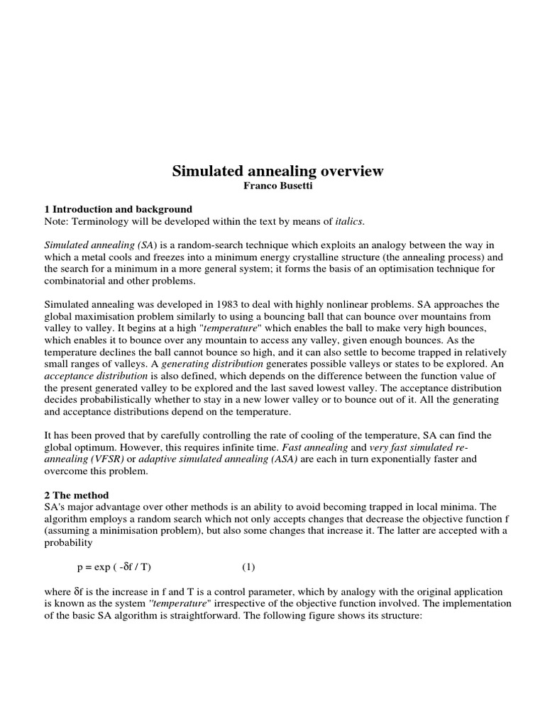 Simulated Annealing Overview | PDF | Mathematical Optimization | Artificial Neural Network