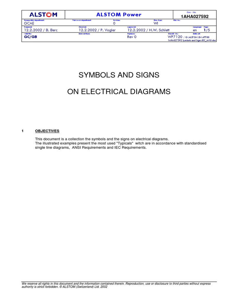 ALSTOM Symbols and Signs On Electr Diagrams IEC - ANSI | PDF ...