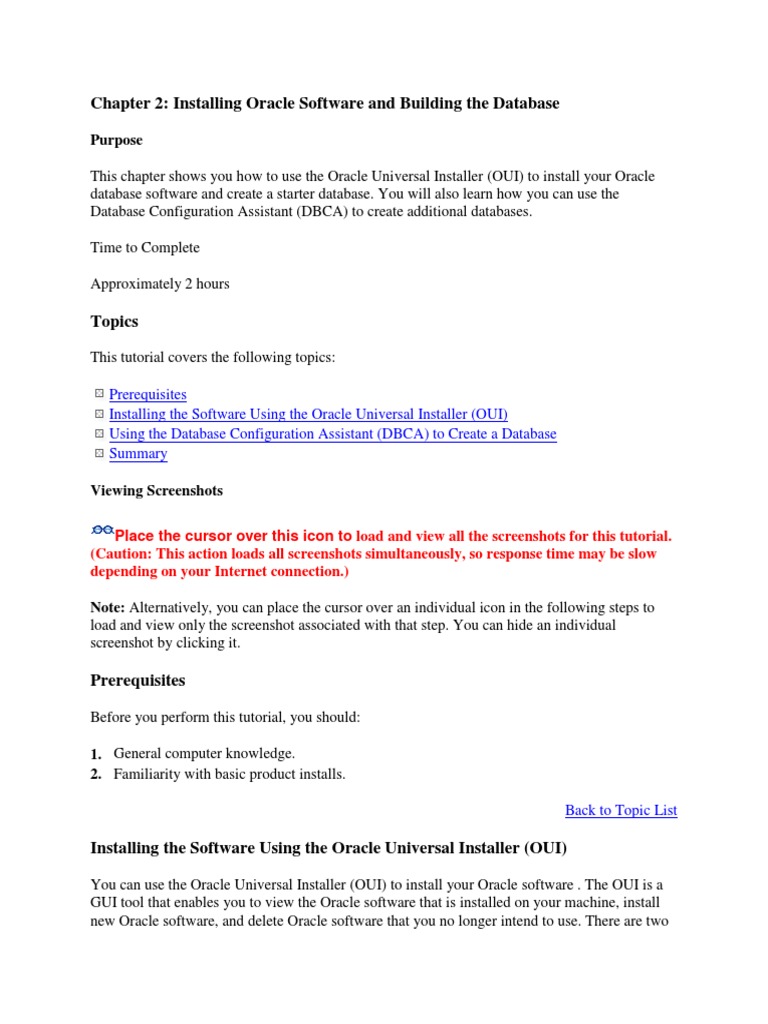 Chapter 2 Installing Oracle Software and Building The Database - Basic ...