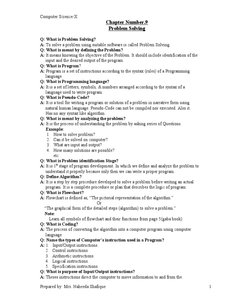 Programming Computer Notes For 10th Class | PDF | Control Flow | Subroutine