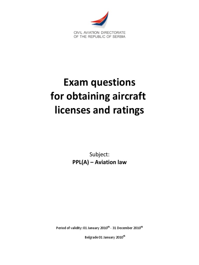 Exam Questions For Obtaining Aircraft Licenses and Ratings: PPL (A ...