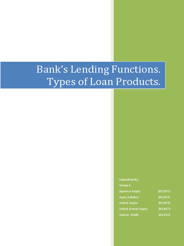 Bank's Lending Functions and Types of Loans | PDF | Loans | Credit ...
