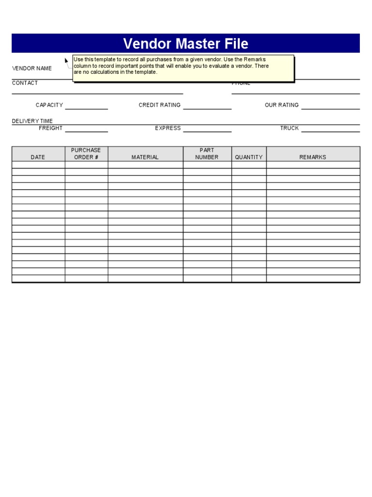 Vendor Master File | PDF