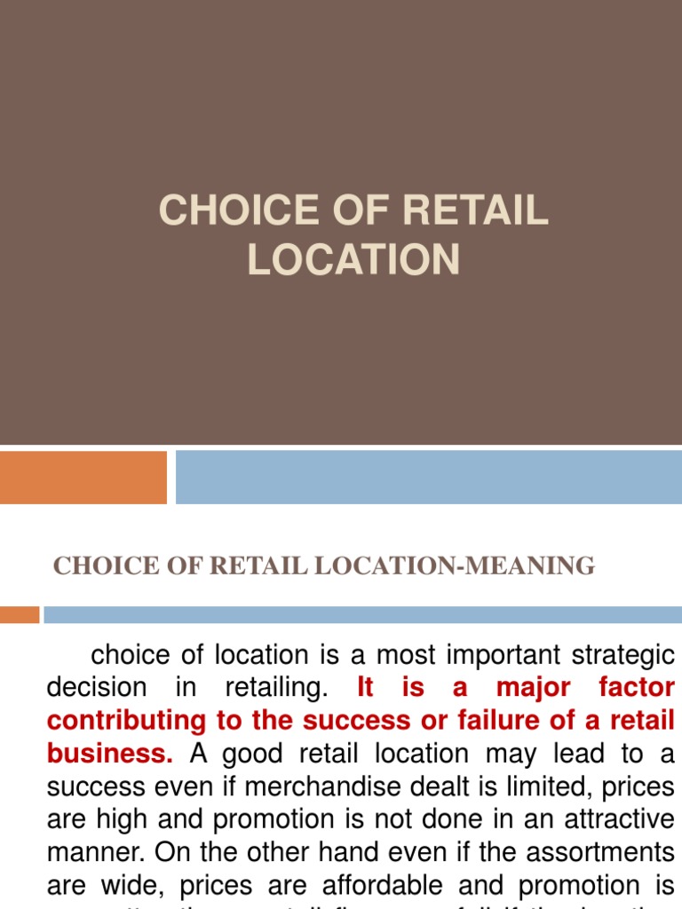 Choice of Retail Location | PDF | Business
