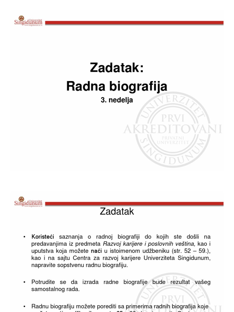 Nedelja Radna Biografija | PDF