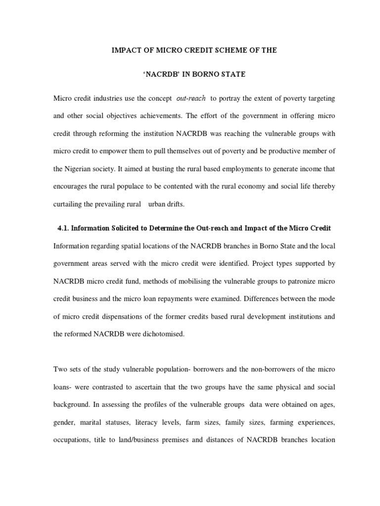 Impact of Micro Credit Scheme of The | PDF