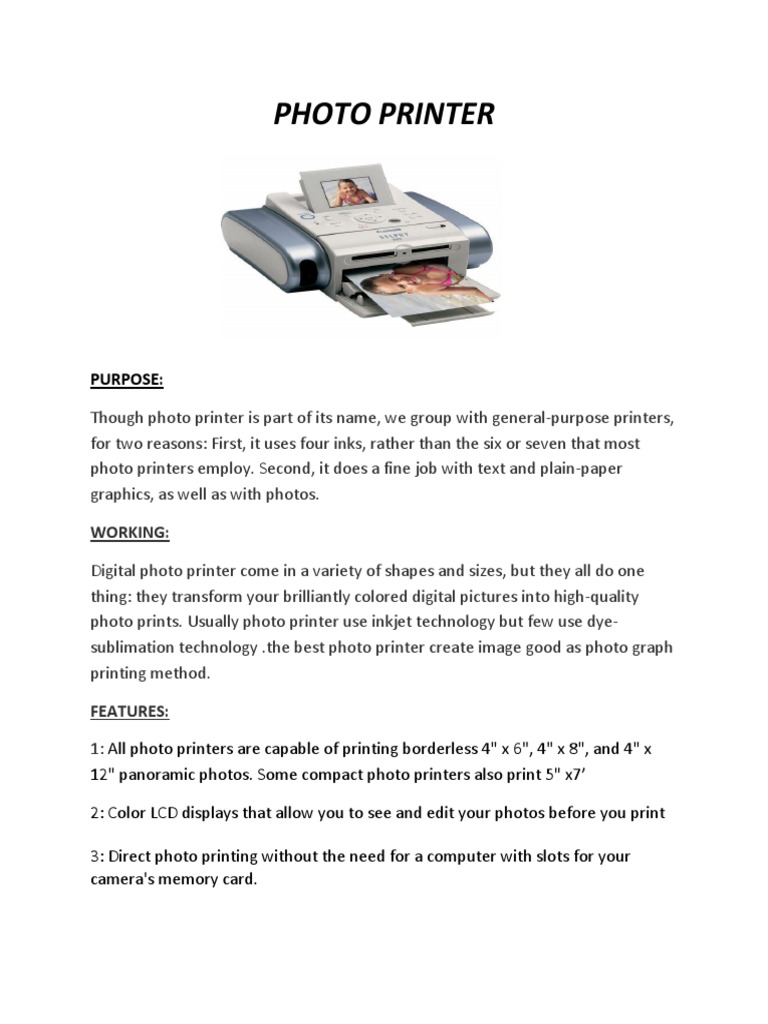 Understanding Photo Printer Types | PDF | Printer (Computing) | Photograph
