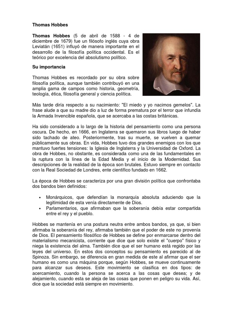 Thomas Hobbes | PDF | Thomas Hobbes | Baruch Spinoza