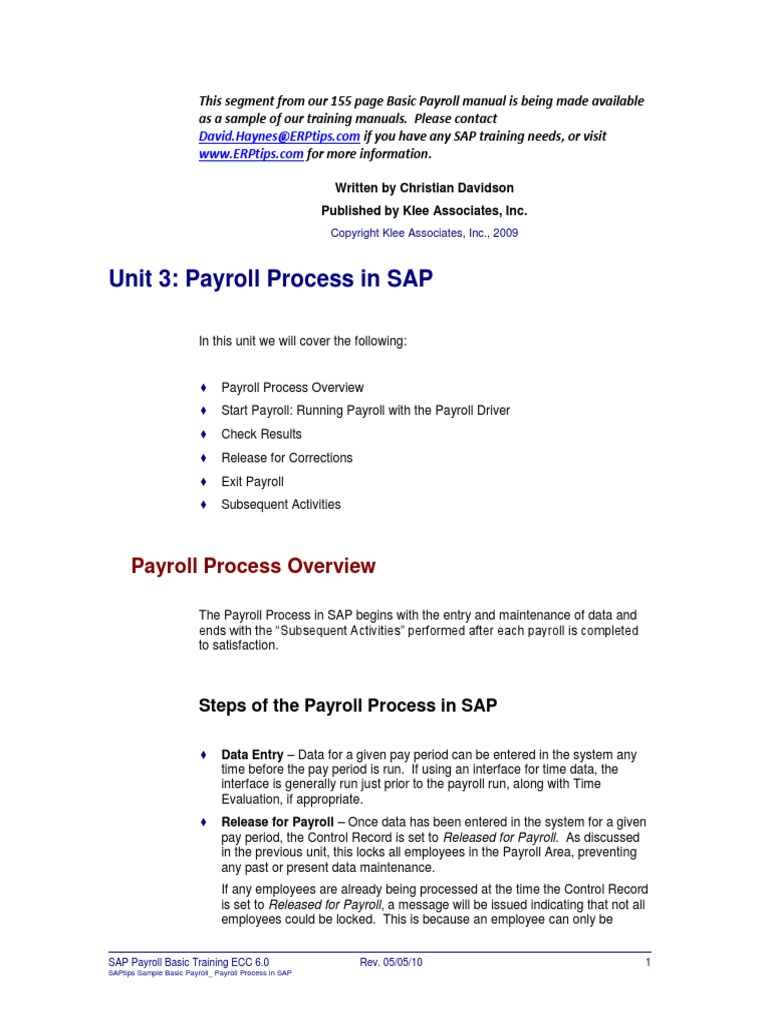 ERPtips SAP Training Manual SAMPLE CHAPTER From Basic Payroll | PDF ...