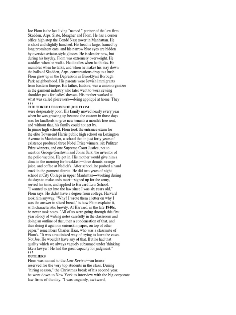 Joe Flom: The Three Lessons of a Legal Outlier | PDF | Lawyer | Business