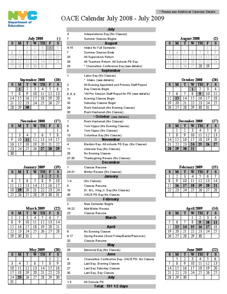 OACE Calendar July 2008 - July 2009 | PDF | Jewish Holy Days | Academic ...