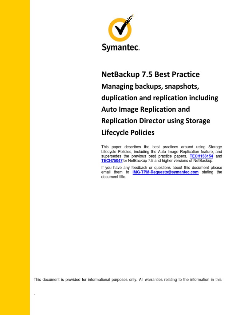 NetBackup 7.5 Best Practice - Using Storage Lifecycle Policies | PDF | Backup | Computer Data ...