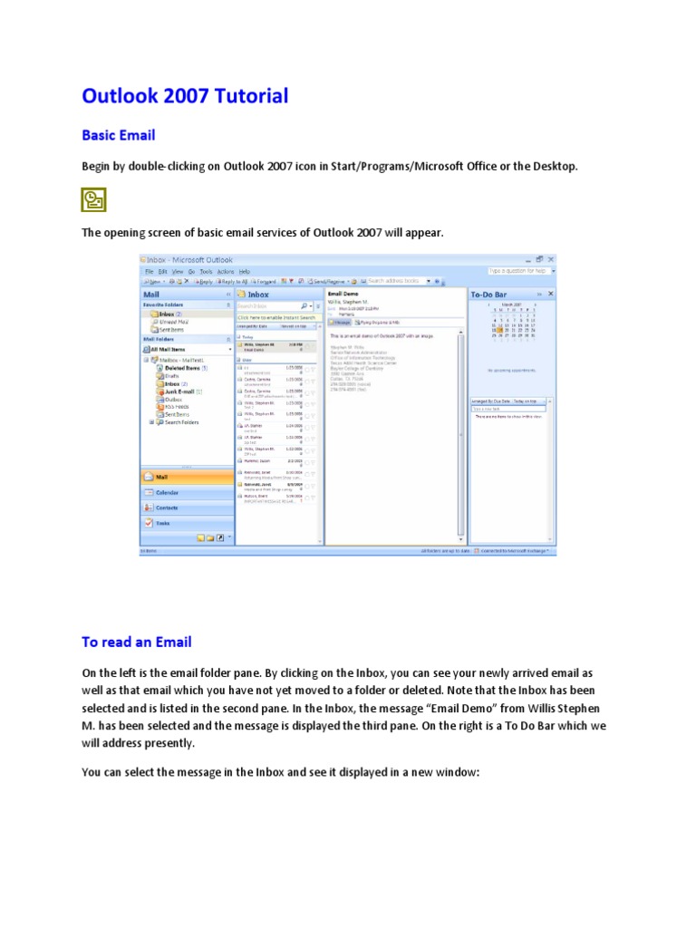 Outlook 2007 Tutorial | Download Free PDF | Microsoft Outlook | Menu ...