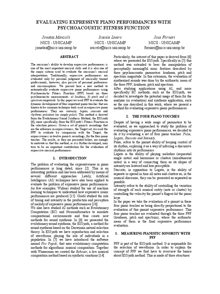 Evaluating Expressive Piano Performances With Psychoacoustic Fitness ...