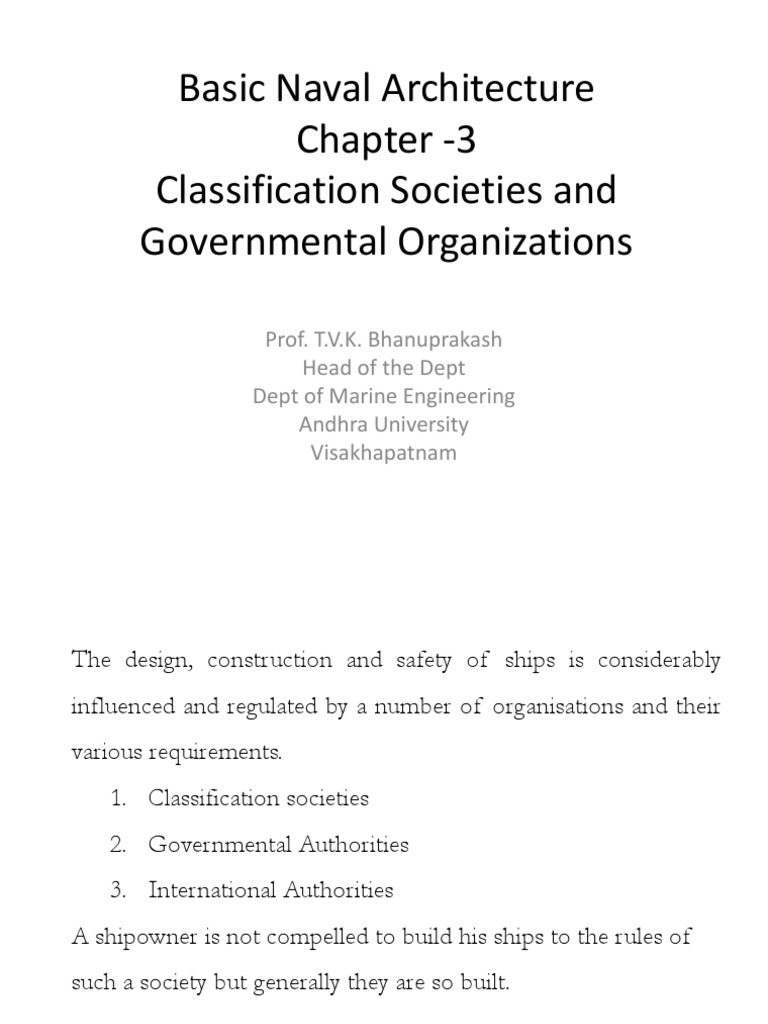 Basic Naval Architecture Chapter - 3 Classification Societies and ...