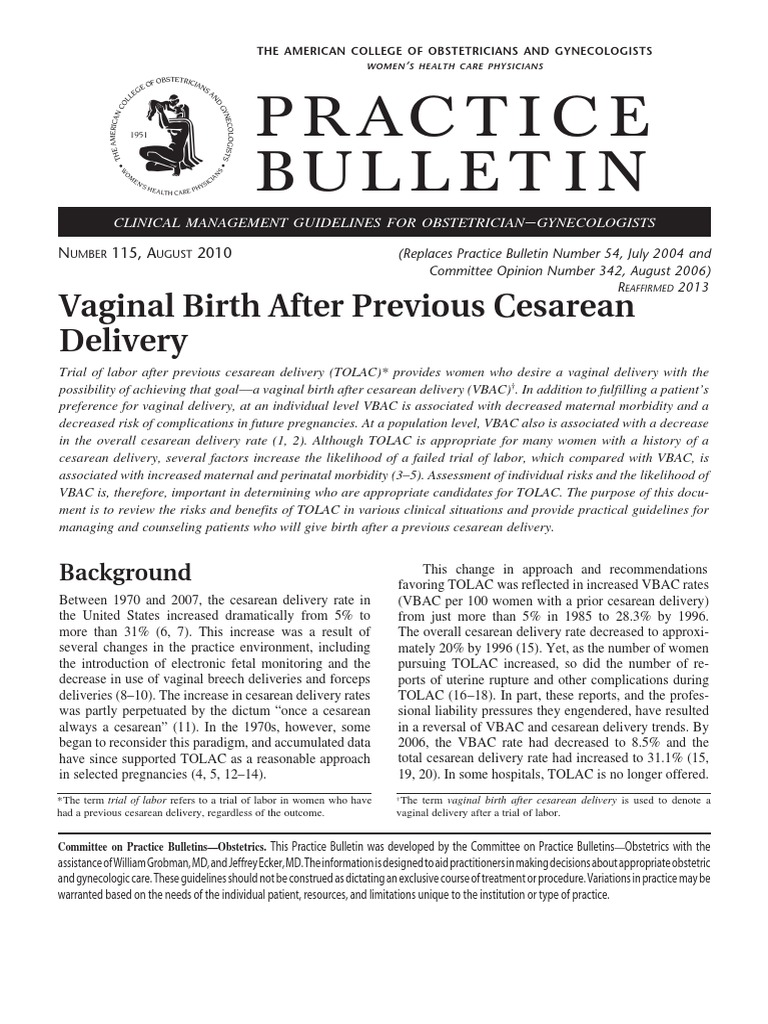 Acog | PDF | Caesarean Section | Childbirth
