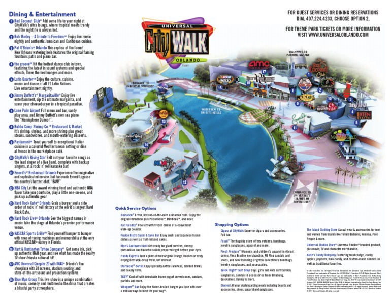 City Walk Map | PDF | Universal Orlando | Food And Drink