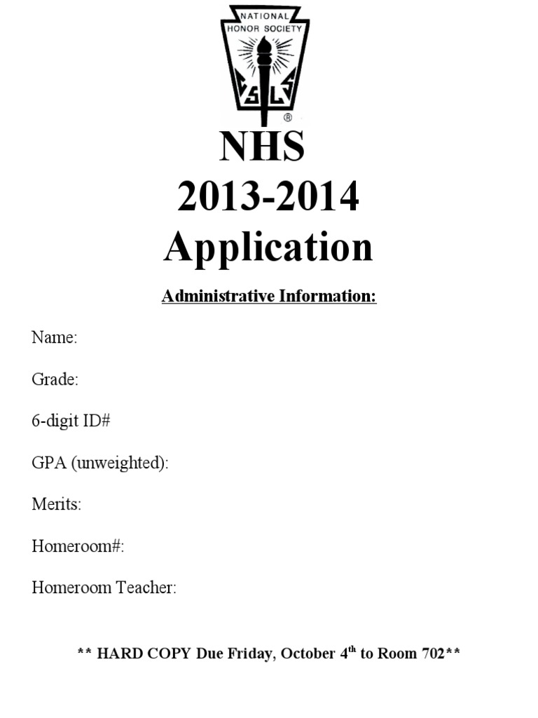 NHS Membership Application | PDF