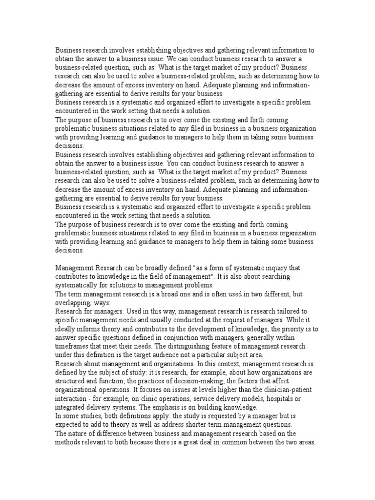 Business Research Vs Management Research | PDF | Question | Decision Making