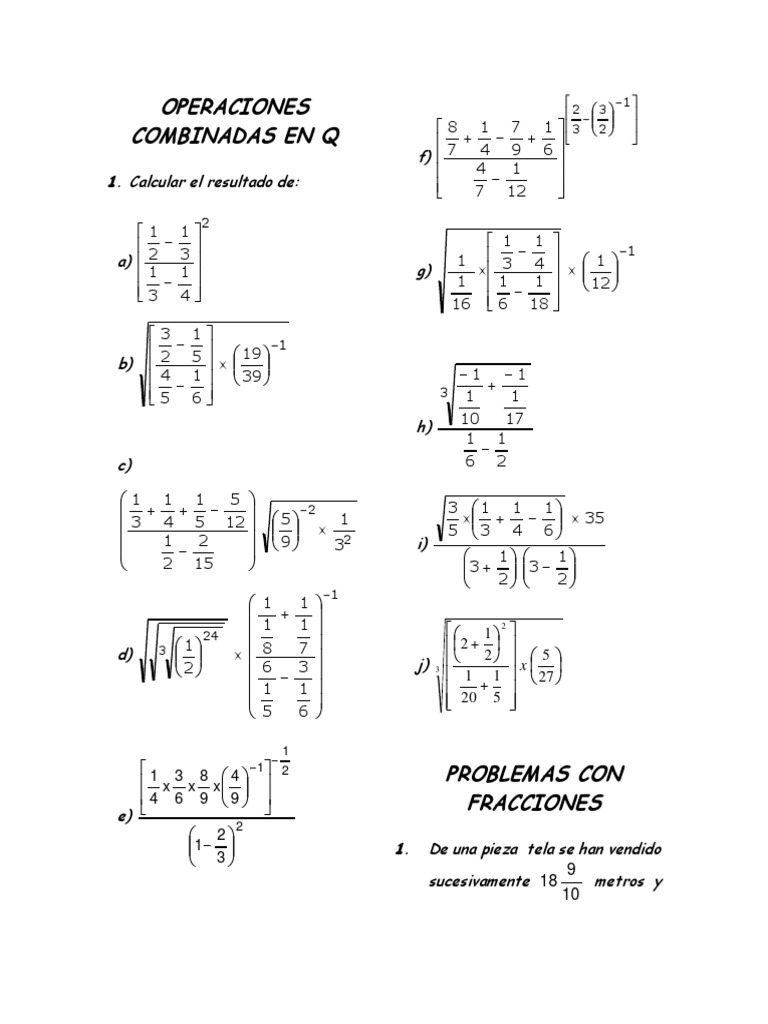 Operaciones Combinadas en Q | PDF | Sustracción | Aritmética