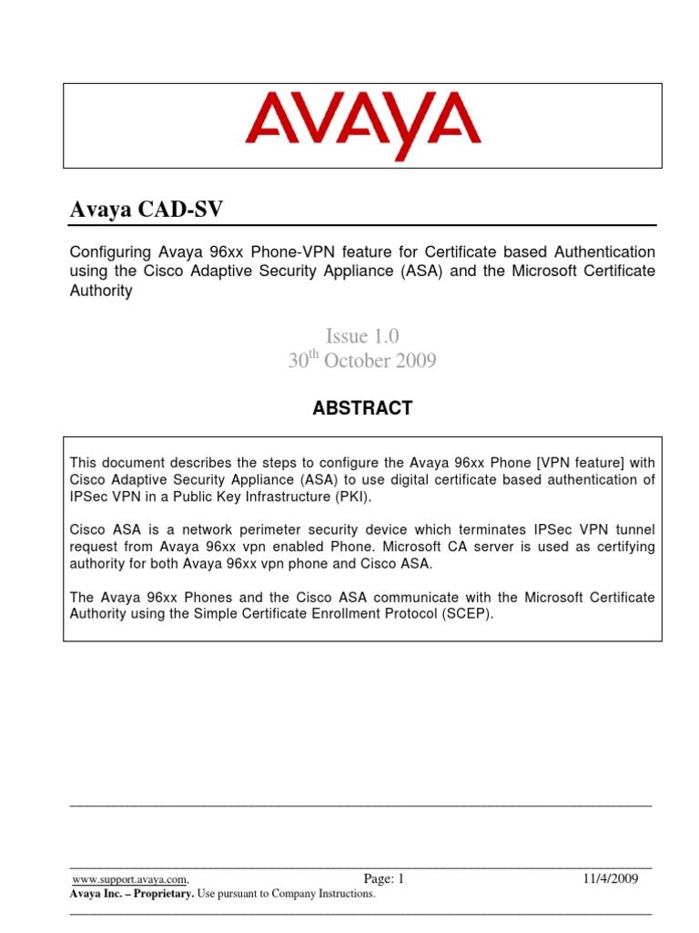 Configuring Avaya 9600 Series Phones With Cisco ASA | PDF | Virtual ...