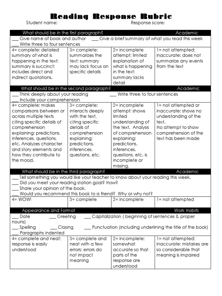 RR Rubric-2 | PDF | Language Arts & Discipline