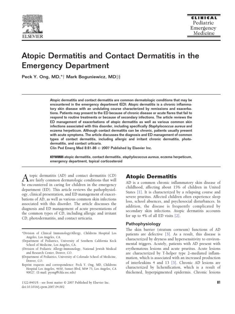 Atopic Dermatitis Pdf Dermatitis Allergy
